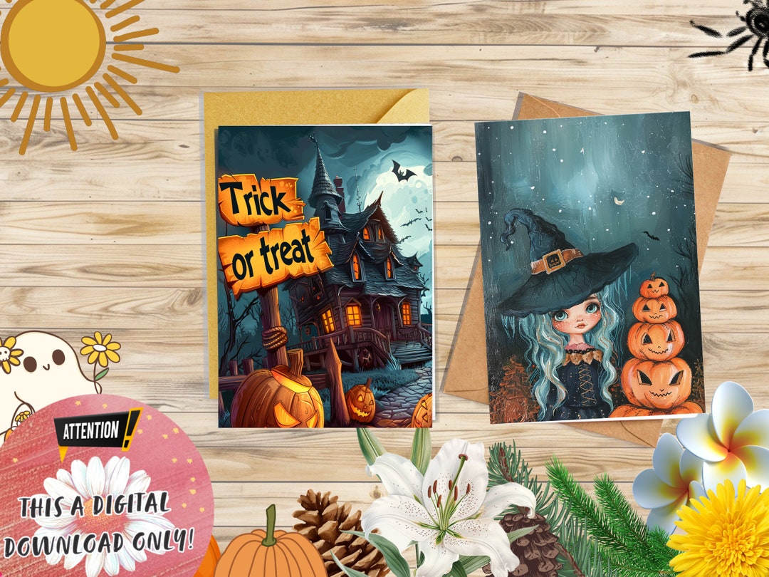 Spooky Sweet,printable Halloween Greetings, Witchy & Spooky Cards ...
