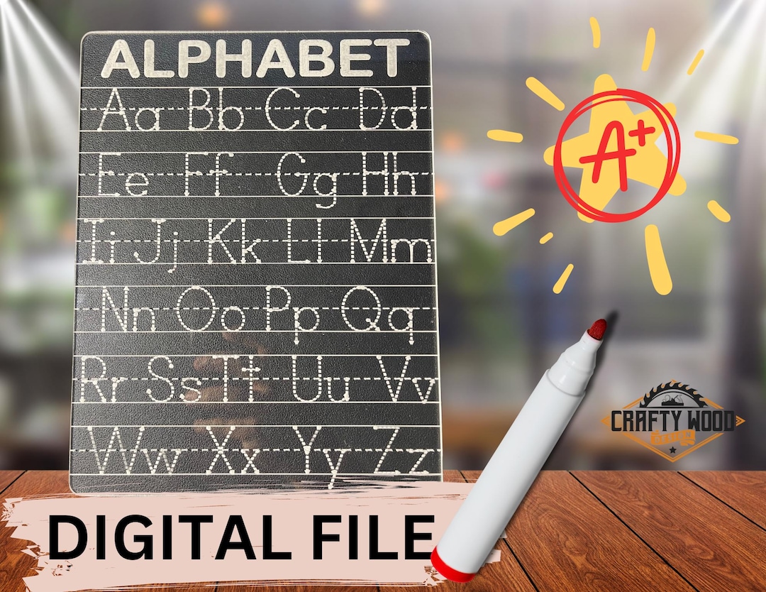 Alphabet ABC Acrylic Board Digital SVG & Lightburn File for Kids ...