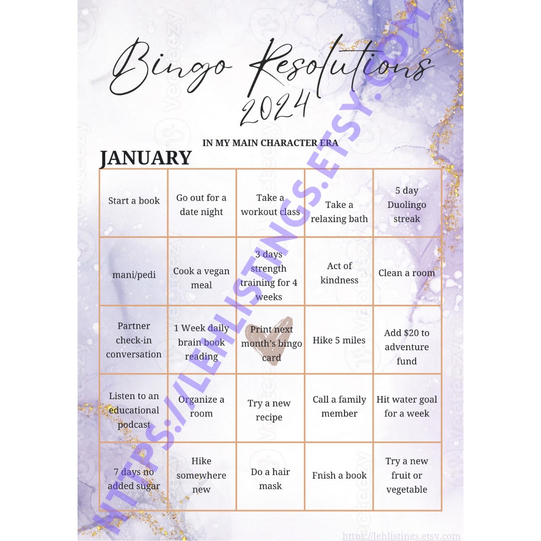 Bingo Resolutions 2024-*DIGITAL DOWNLOAD* 12 Month's of Bingo Cards ...