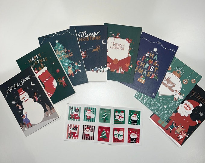 Merry Christmas Card Set, Recycled Greeting Cards, Card Pack, Cute ...
