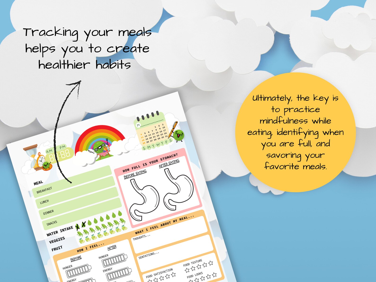 Mindful Meditation Digital Journal Printable Daily Tracker Visual ...