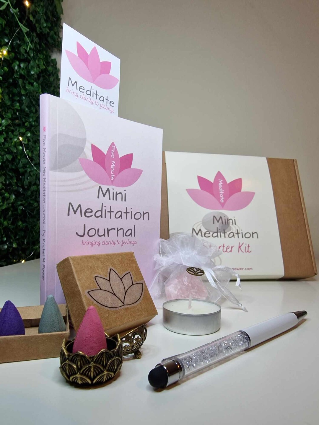 Mini Meditation Starter Kit Choose Your Crystal Journal Bookmark Pen ...