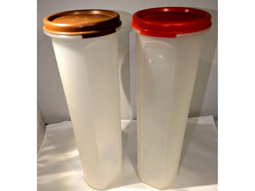 Vntg Set 2 Tupperware Spaghetti Keeper Modular Mates Brown/red With ...