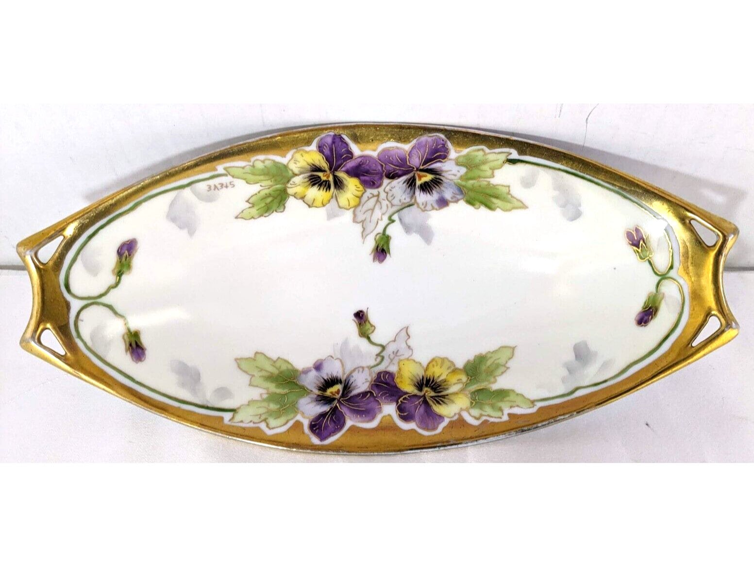 Vintage Hutschensreuther Selb Bavaria Gold Gilded Violet Oblong Dish 9 ...