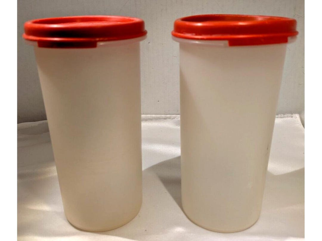 Tupperware 1641 Modular Mates 22oz Round Containers Red/orange Lid 1607 ...