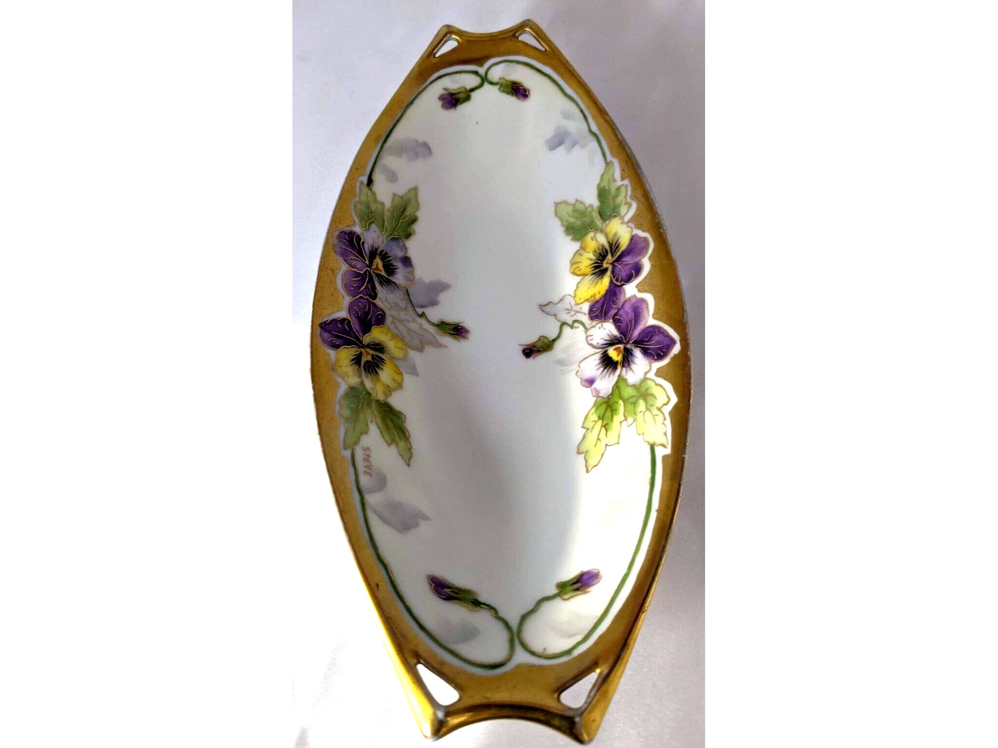 Vintage Hutschensreuther Selb Bavaria Gold Gilded Violet Oblong Dish 9 ...