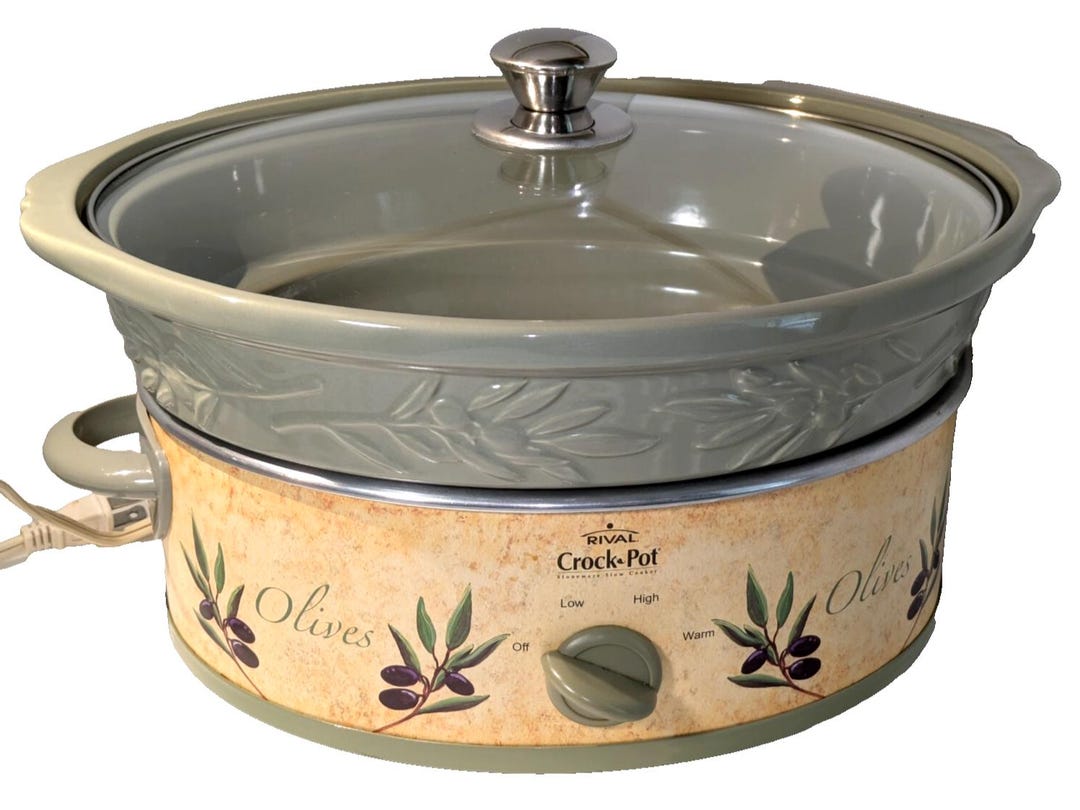 Rival Crock-pot 5-quart Decorative Stoneware Embossed Slow Cooker Green ...