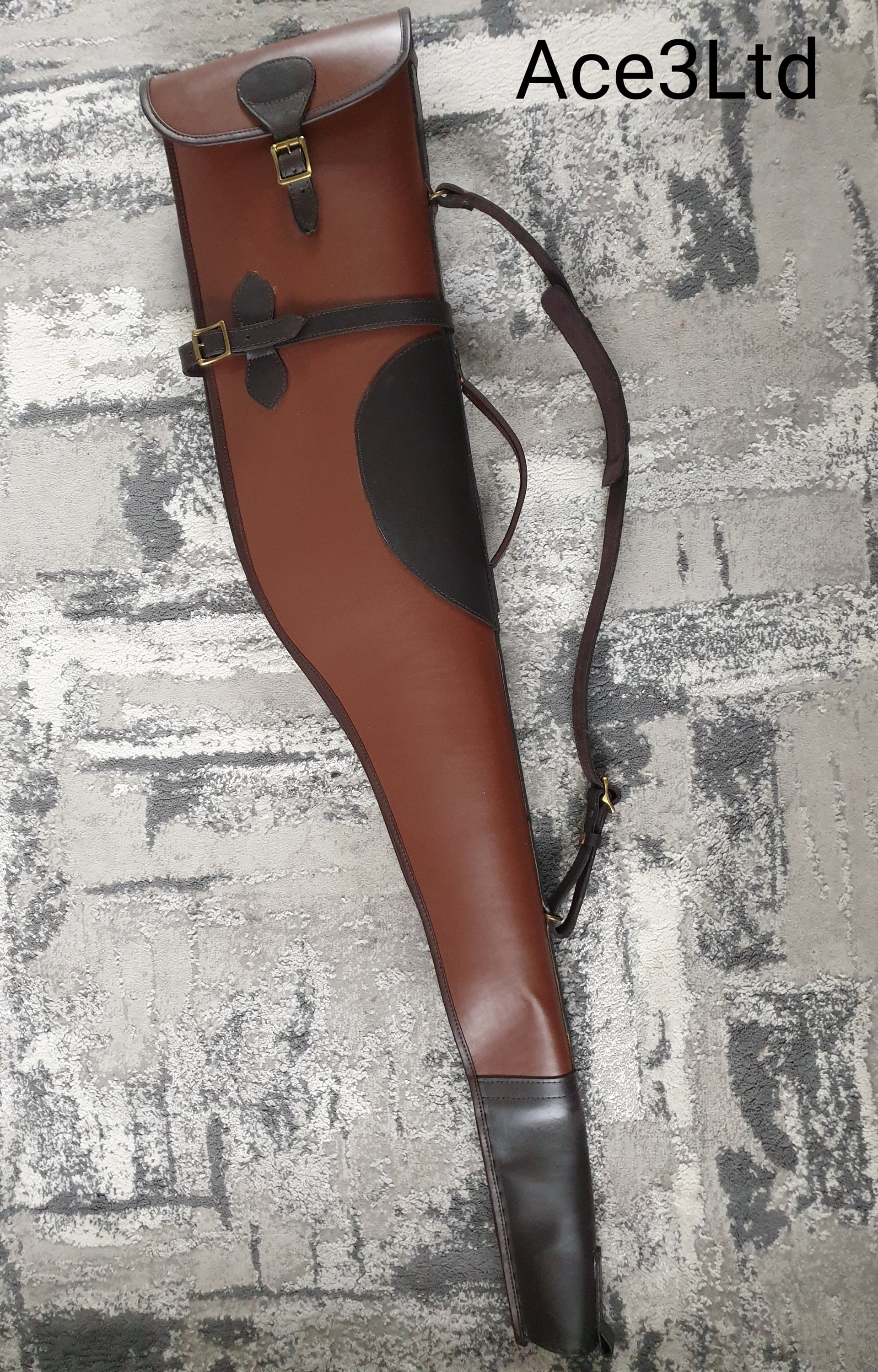 Genuine Leather Scoped Rifle Carry Case Gun Shotgun With Handle Slip ...