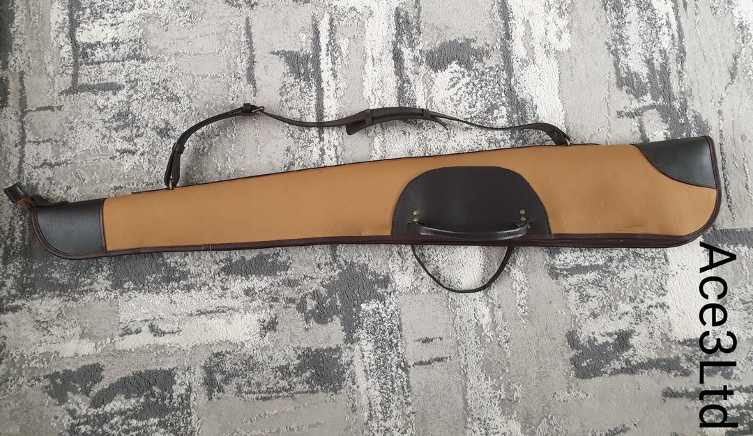 Brown Canvas Leather Rifle Carry Case Gun Shotgun With Handle Slip Bag ...