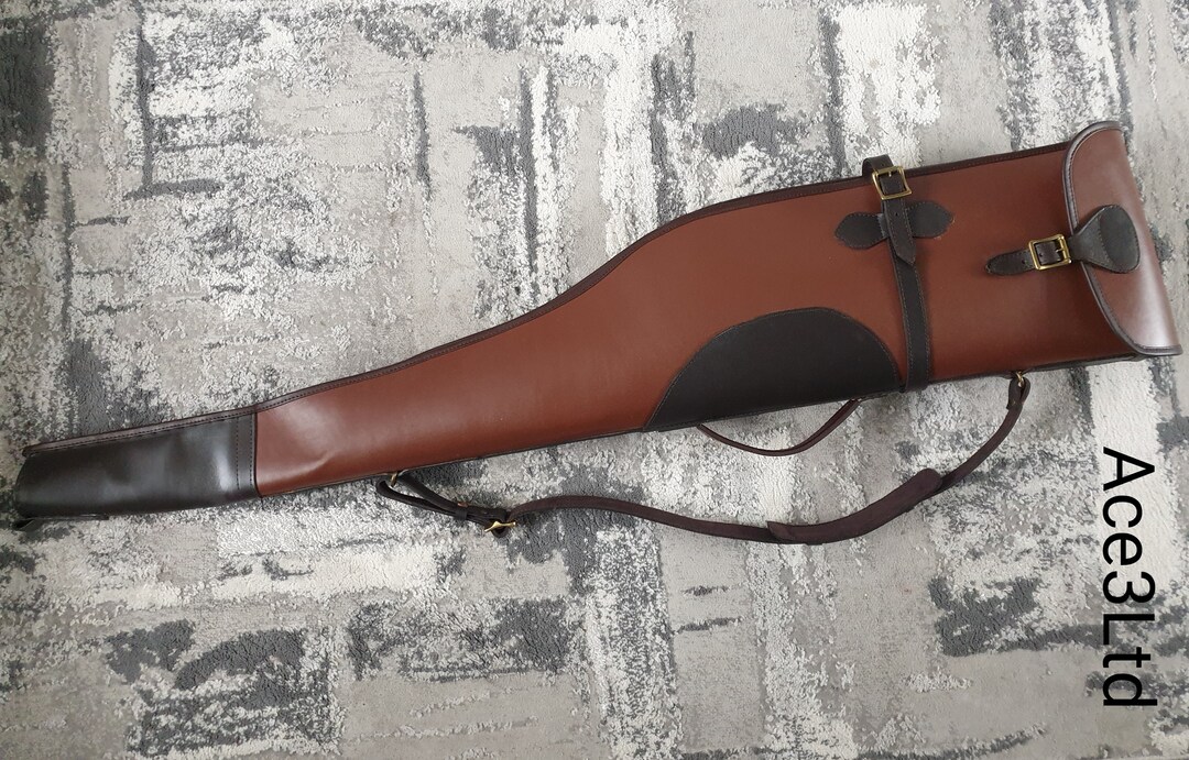 Genuine Leather Scoped Rifle Carry Case Gun Shotgun With Handle Slip ...