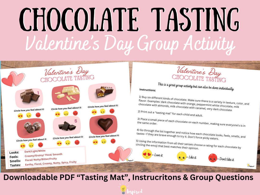 Chocolate Tasting Mat: Valentine's Day Group Activity for Teachers, Ots ...