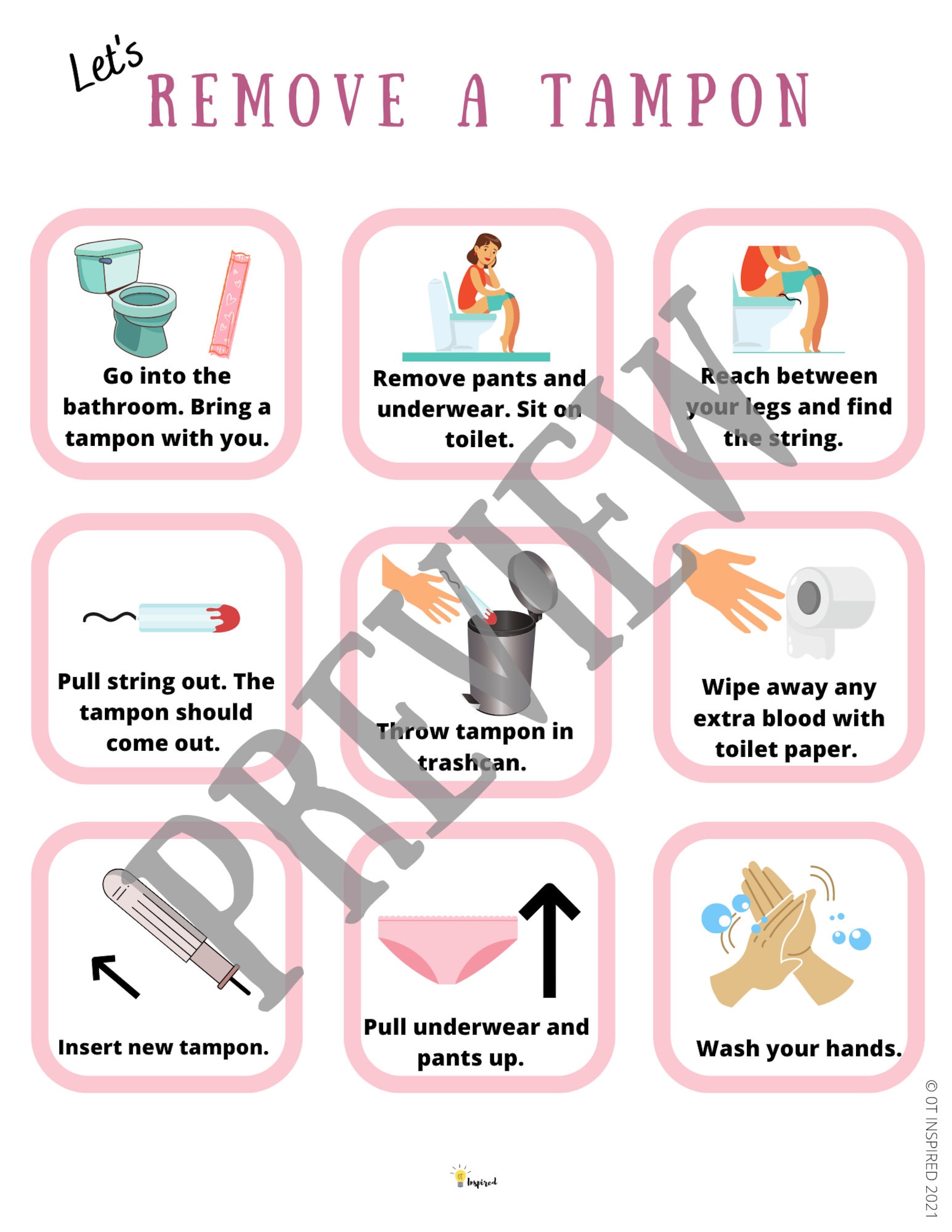 Period Care: Visual Instructions for Using Pads/tampons + Log for SPED ...