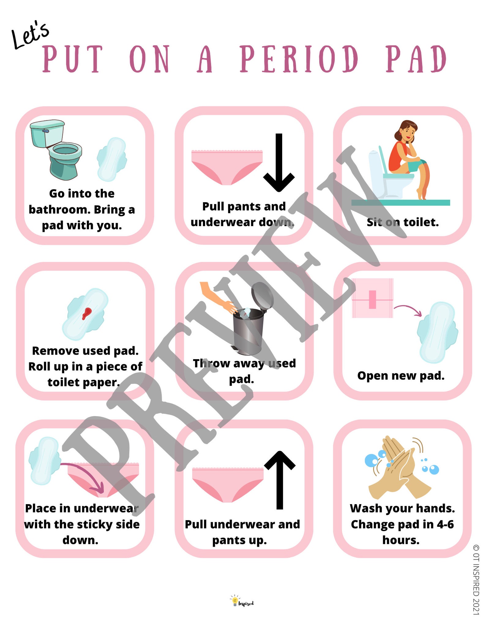 Period Care: Visual Instructions for Using Pads/tampons + Log for SPED ...