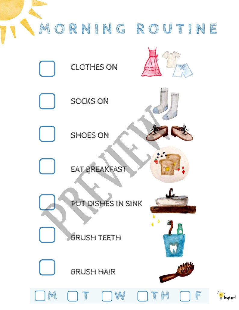 Morning Routine Checklist for School Kids Hand-painted - Etsy