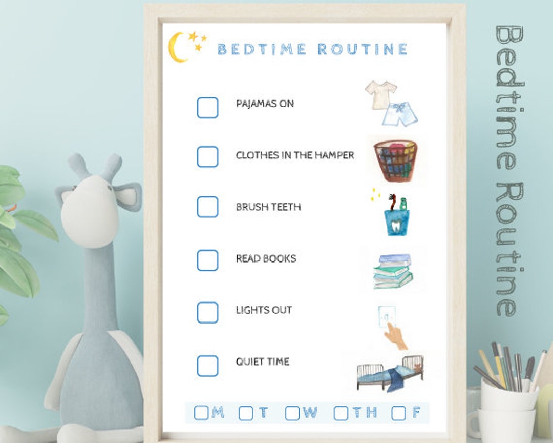 Bedtime Routine for School Aged Kids- Digital Download/ Hand Painted ...