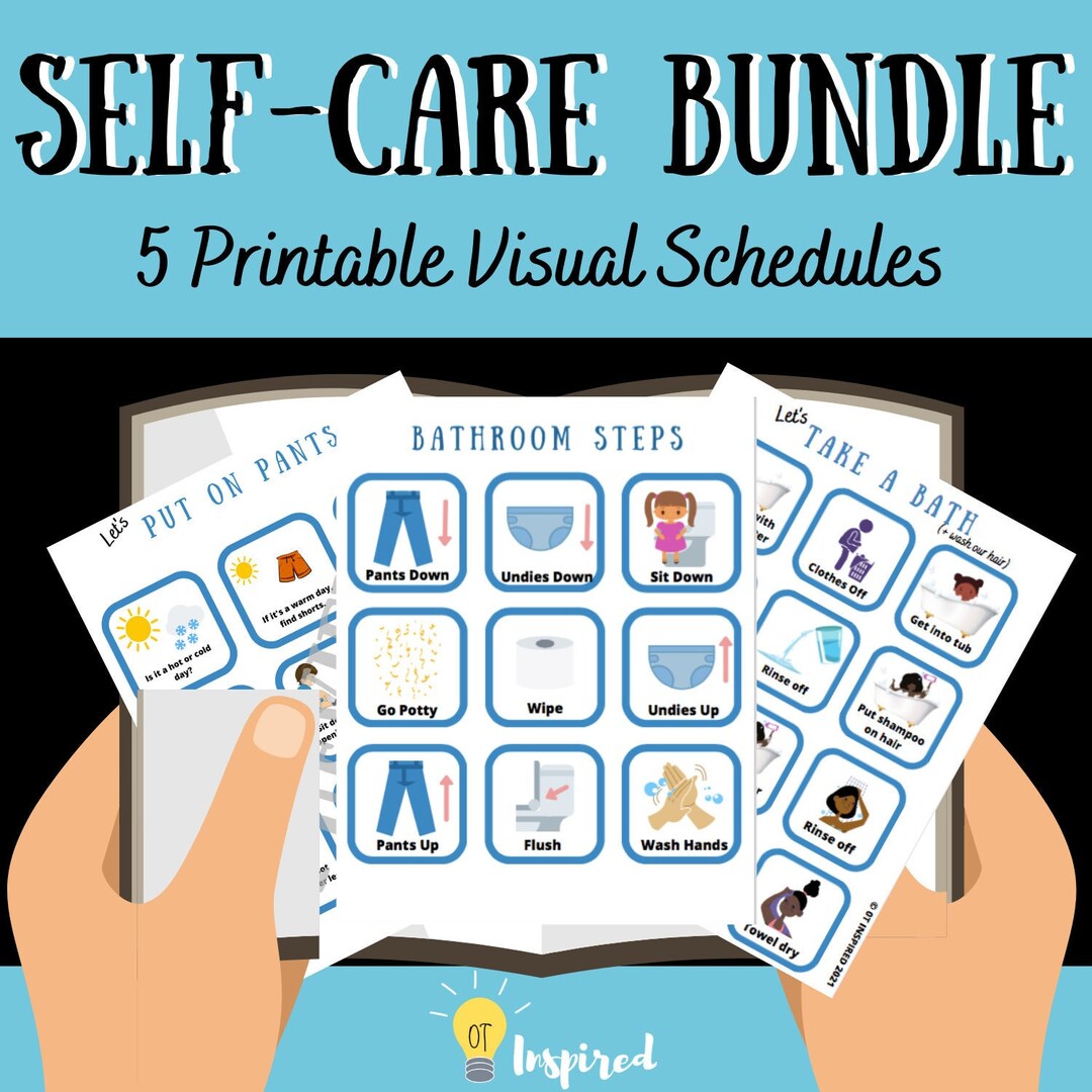 Self Care BUNDLE of Printable Visual Schedules for Asd/adhd/special ...