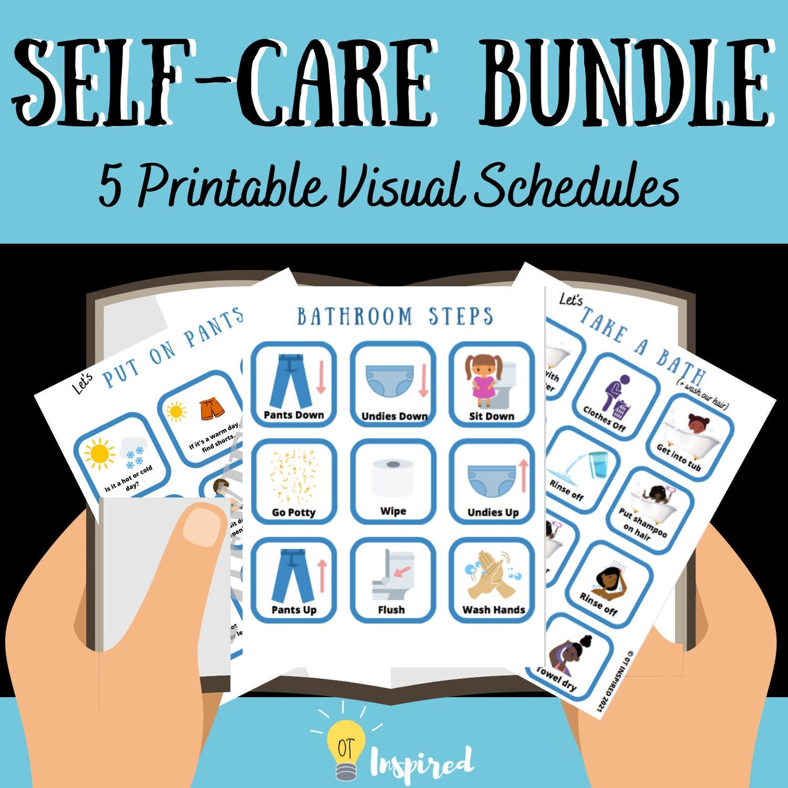 Self Care BUNDLE of Printable Visual Schedules for Asd/adhd/special ...
