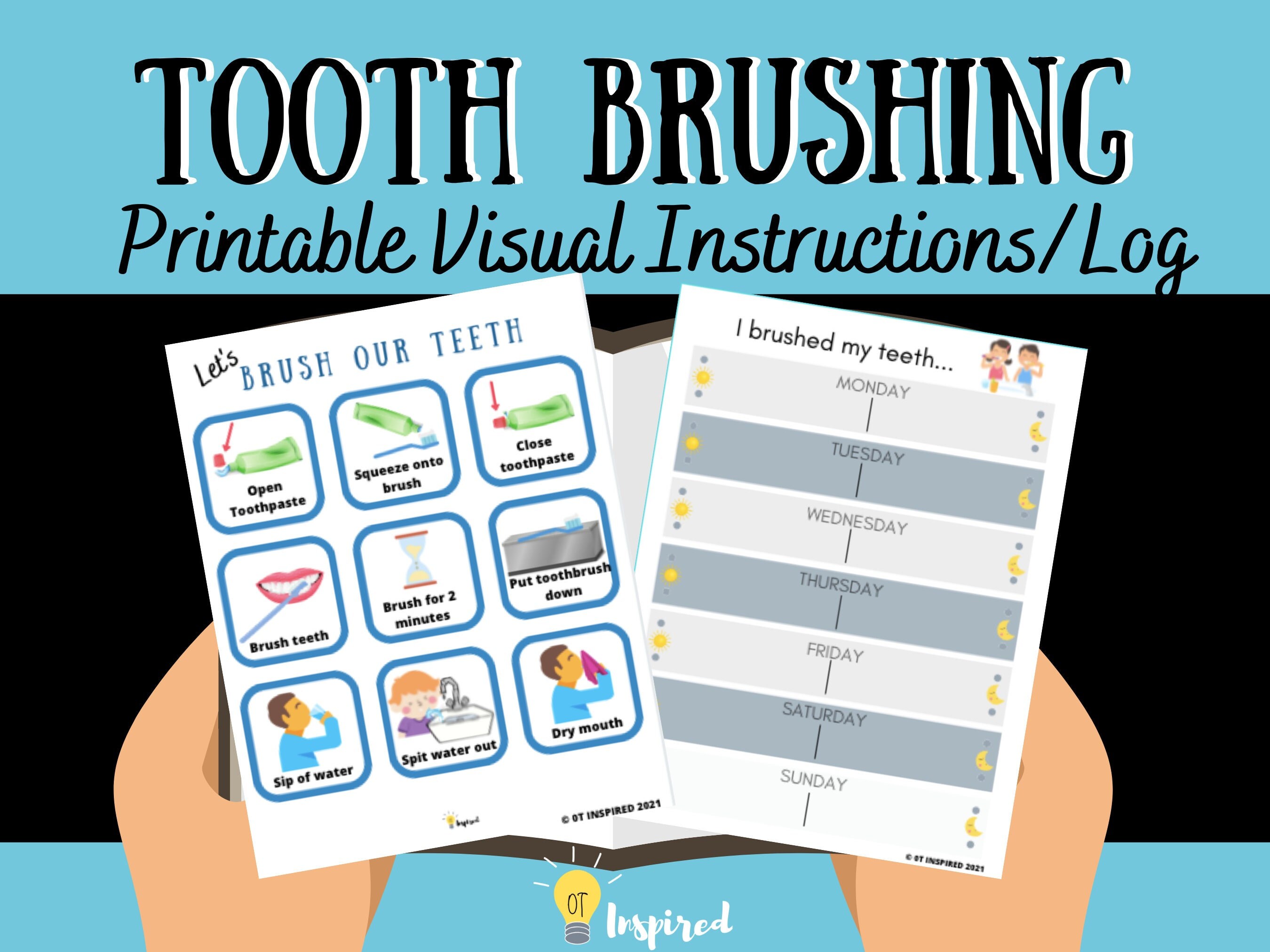 Tooth Brushing: Visual Instructions and Sticker Log for OT/ASD/SPED - Etsy