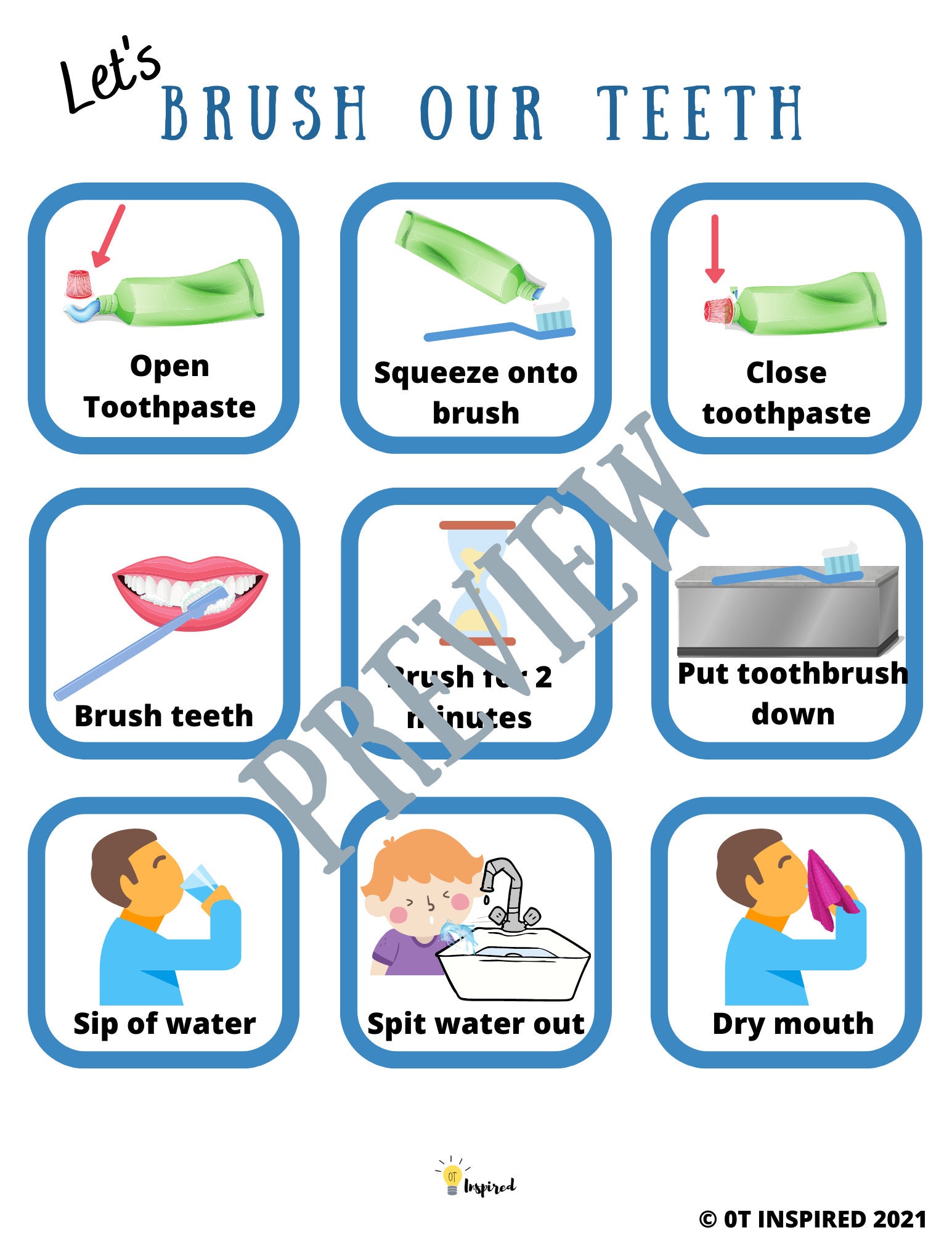 Tooth Brushing: Visual Instructions and Sticker Log for OT/ASD/SPED - Etsy