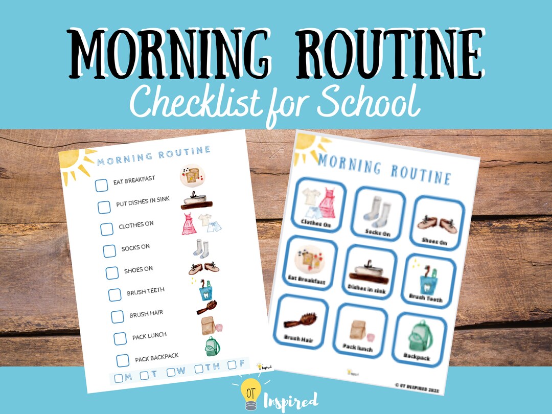 Morning Routine Checklist With Hand Painted Watercolor Images PDF Print ...
