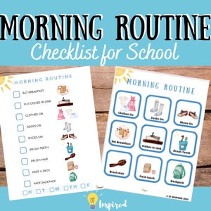 Morning Routine Checklist With Hand Painted Watercolor Images PDF Print ...