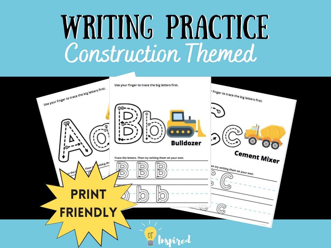 Construction Themed Handwriting Practice Upper Case and Lower - Etsy