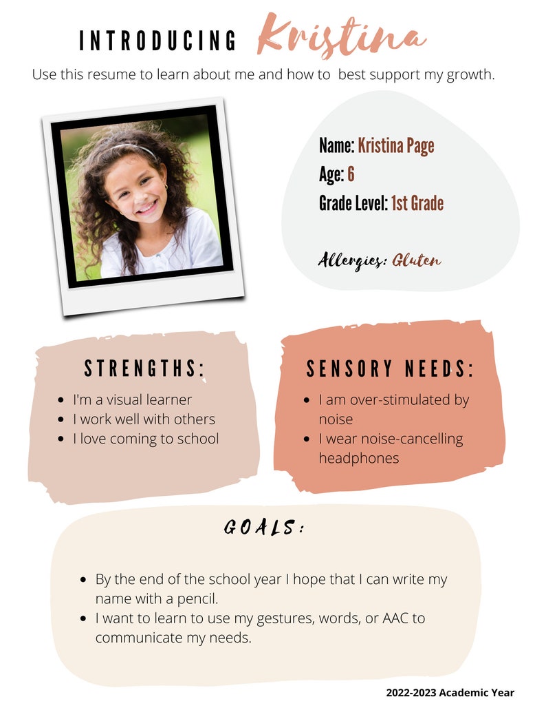 All About Me: Personalized IEP Worksheet - Etsy