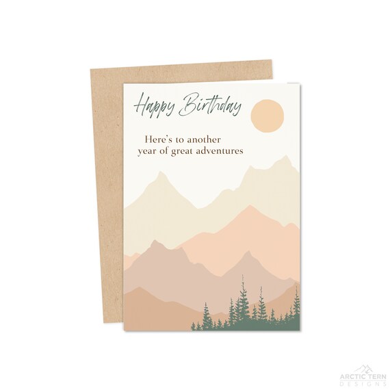 Birthday Card Mountain Birthday Card Adventure Birthday | Etsy