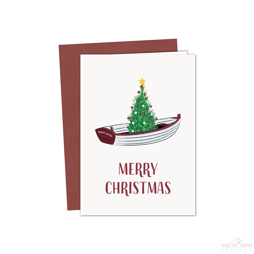 Boat Christmas Card, Rowing Boat Christmas Card, Boat Christmas Tree ...