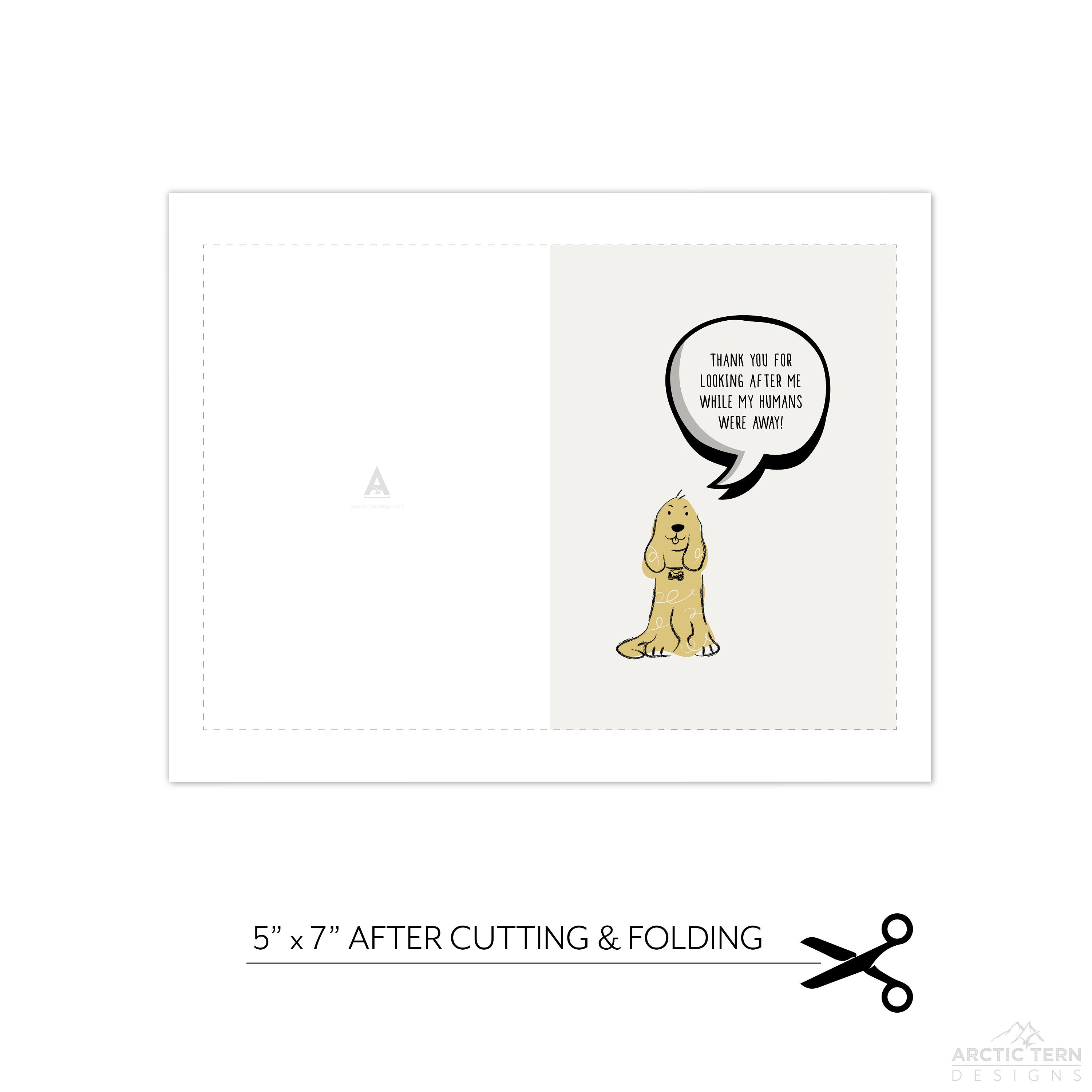 Thank You for Looking After My Dog Card, Digital Download, Printable ...