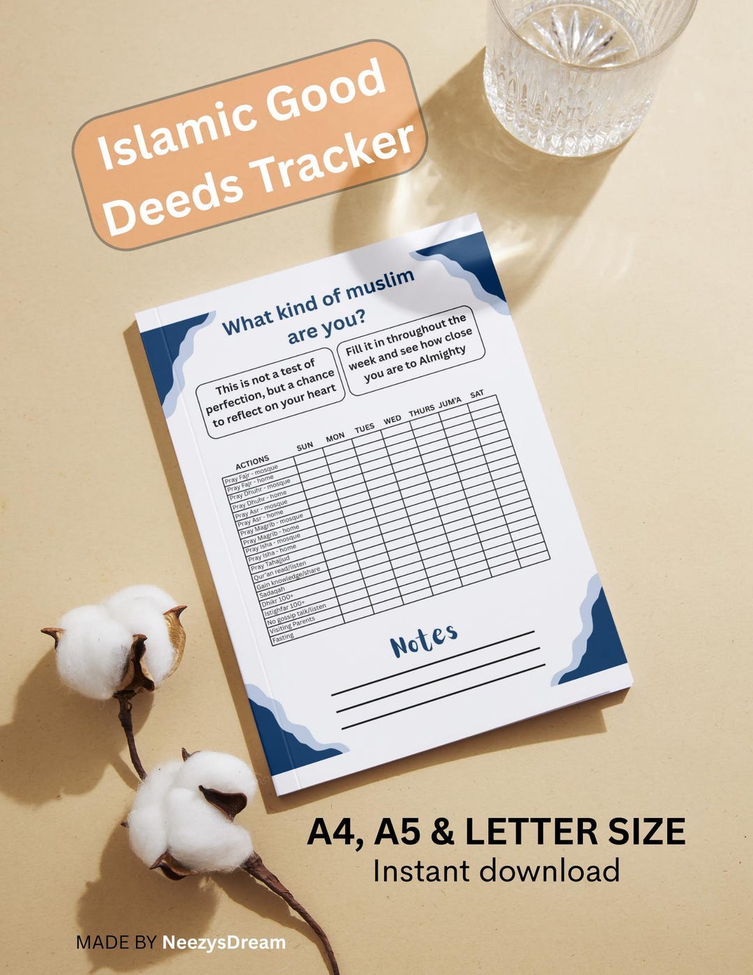 Islamic Good Deeds Tracker, Weekly Habit Planner (printable) | Planner ...