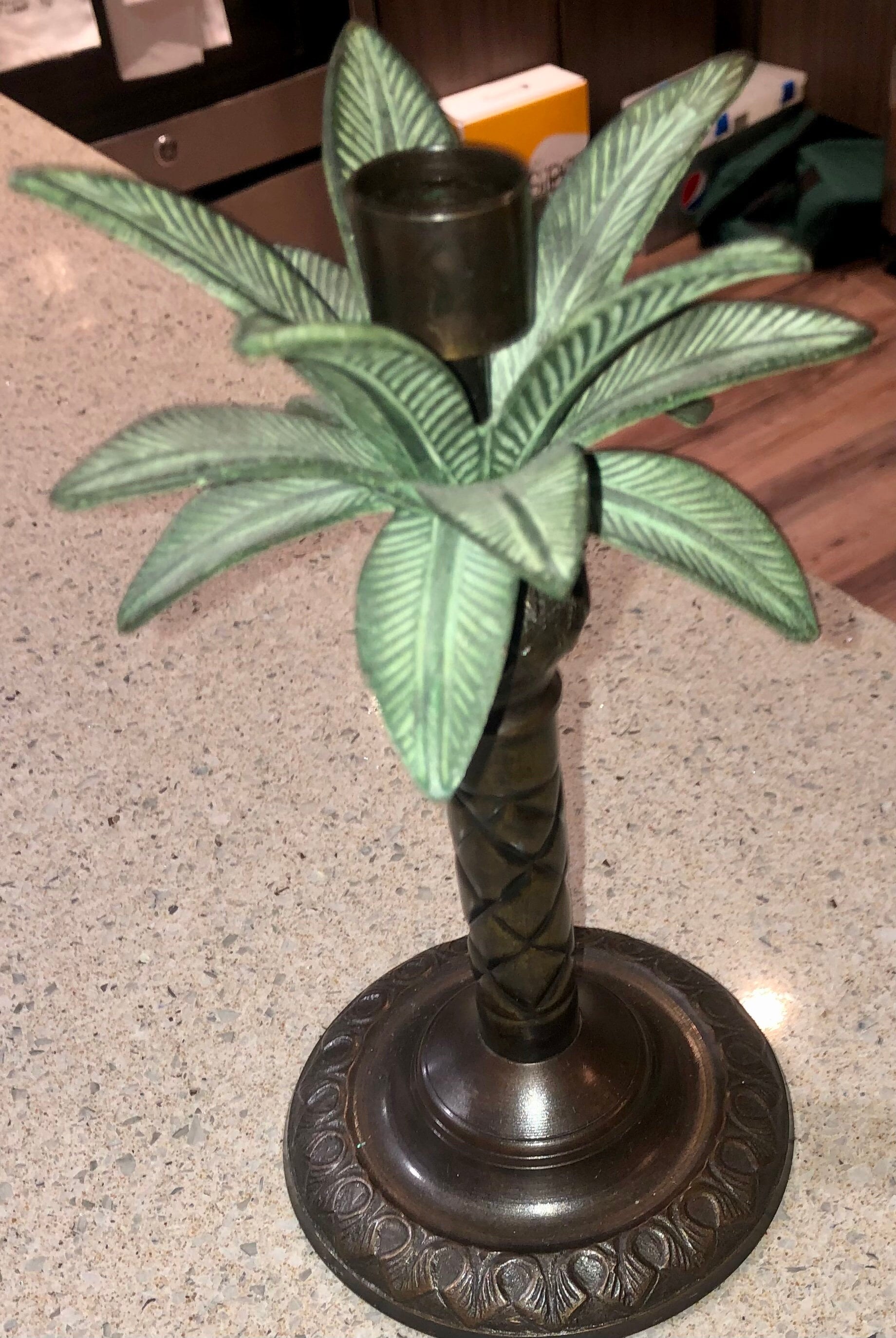 Chairish Bronze Palm Tree Candle Holder - Etsy