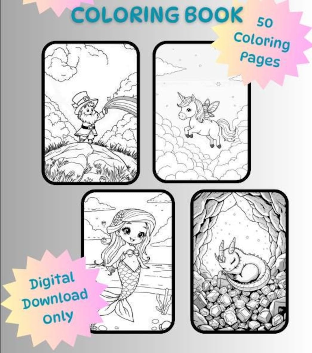 50 Mythical Creatures Coloring Pages for Kids and Adults - Etsy