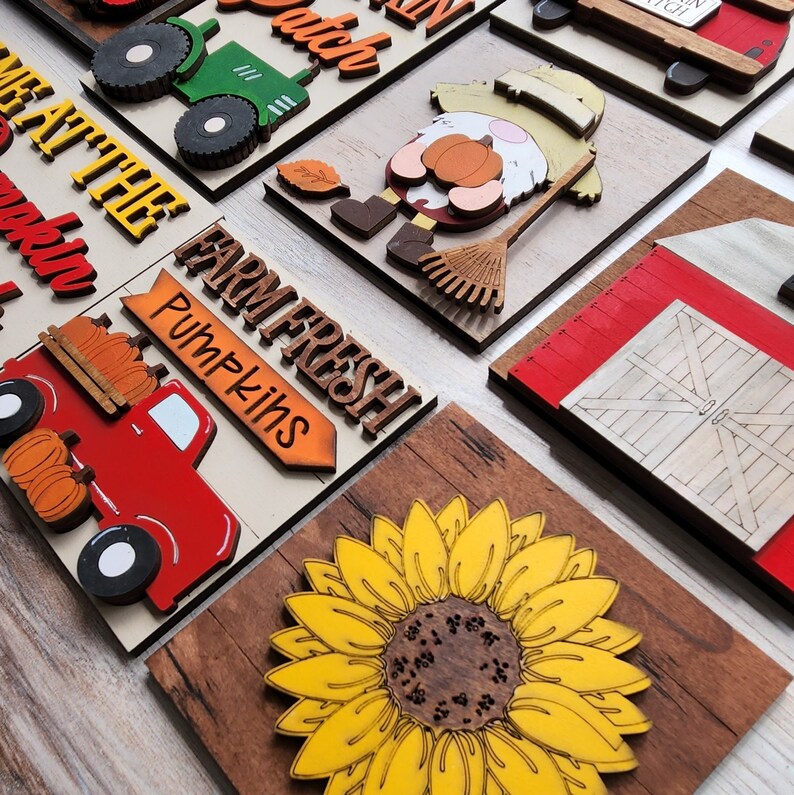 Fall Leaning Ladder Tiles, Interchangeable Autumn Decor - Etsy