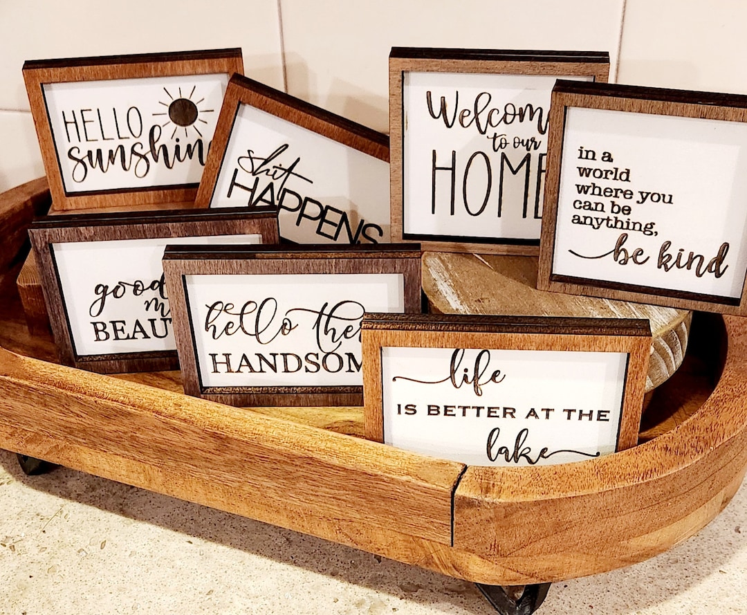 Mini Farmhouse Tiered Tray Signs, Engraved Small Decor - Etsy