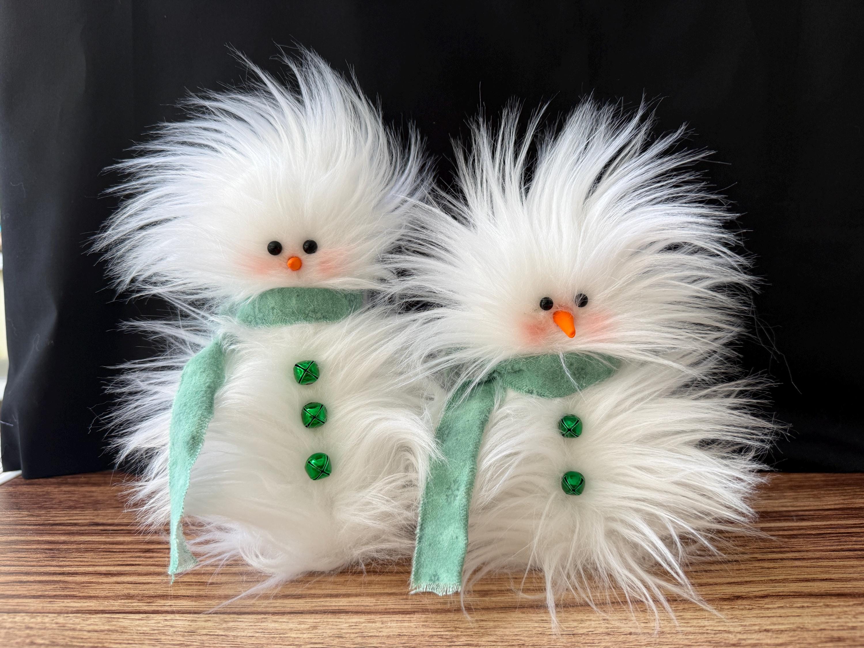 Frazzled Snowman, Cute Unique Fluffy Furry Holiday Decor, Long White ...