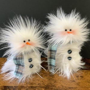 Frazzled Snowman, Cute Unique Fluffy Furry Holiday Decor, Long White ...