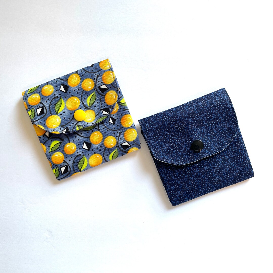 Blue Fabric Accordion Pouch, Mini Three Pocket Wallet, Cash, Coin, ID ...