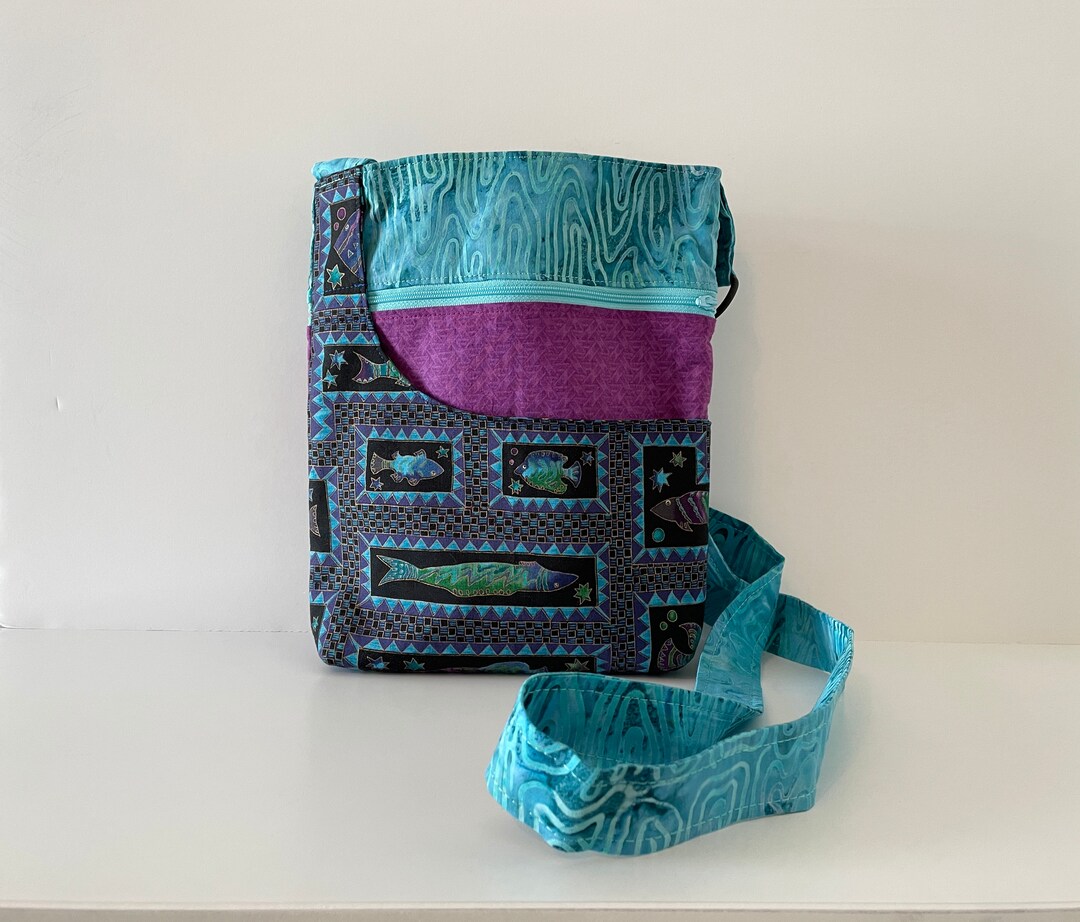 Handcrafted Batik Handbag, Batik Fish Print Bag, Crossbody Bag, Purse ...