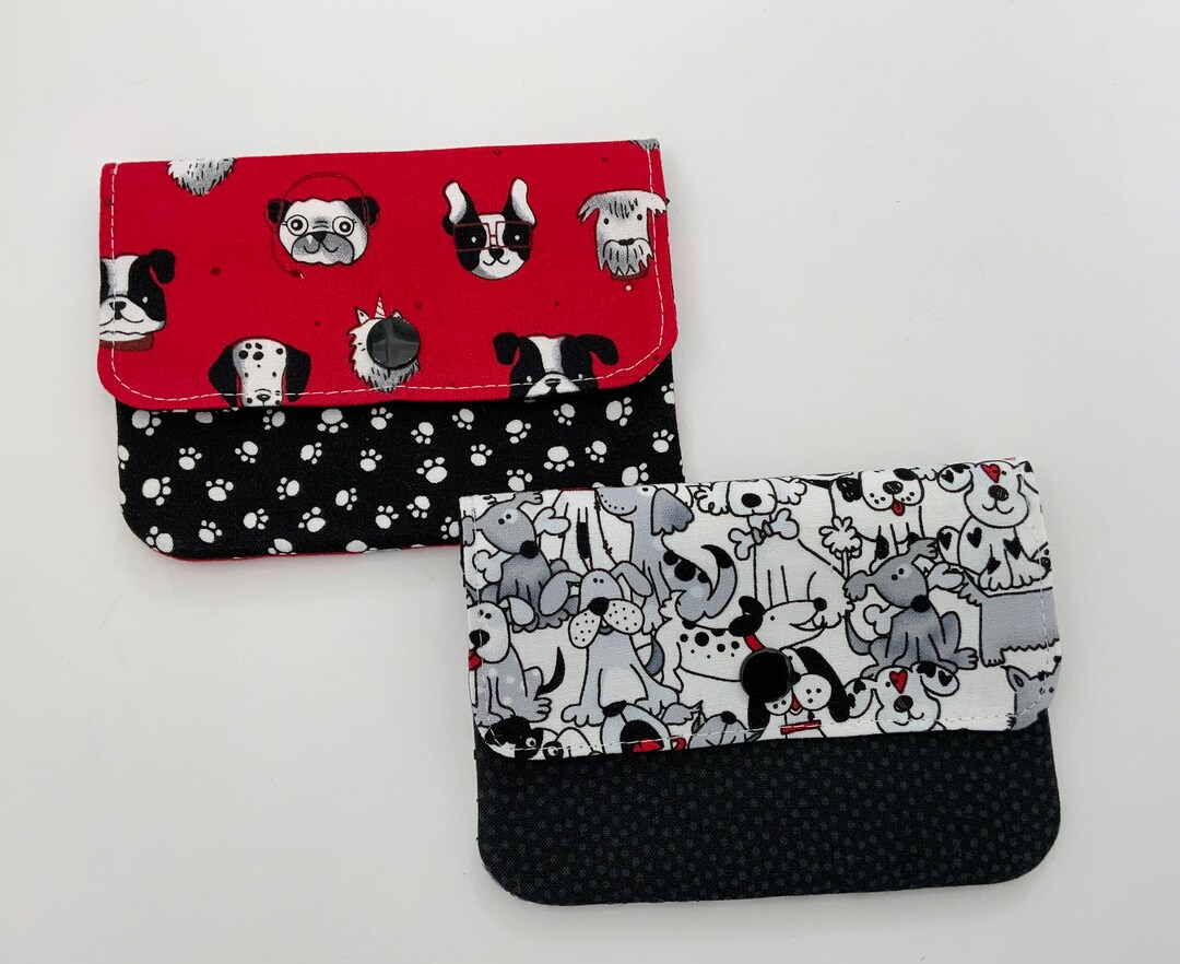 DOGS Mini Wallet, Small Zipper Wallet, Three Pocket Wallet, Credit Card ...