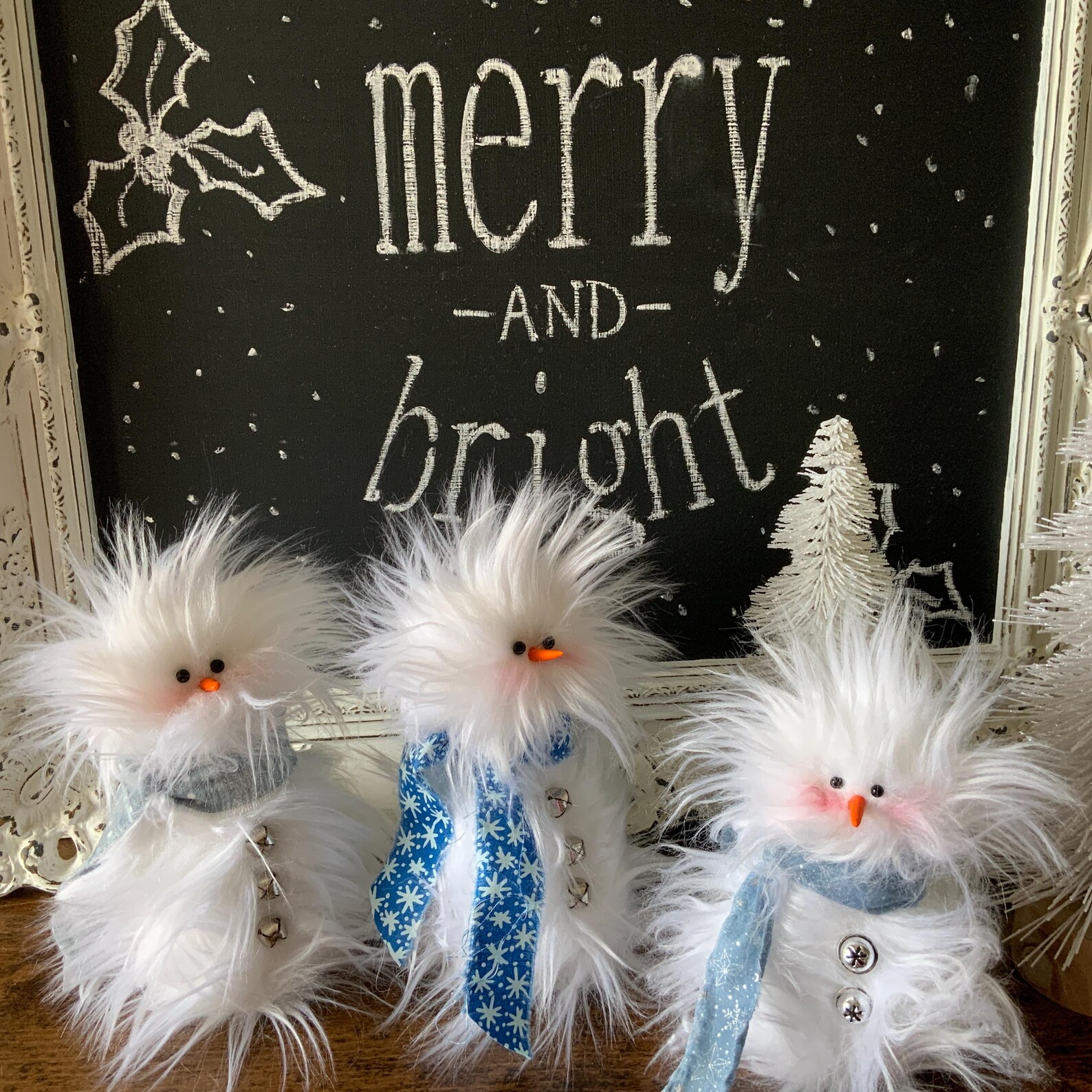 Frazzled Snowman, Cute Unique Fluffy Furry Snowman, Holiday Decor, Long ...