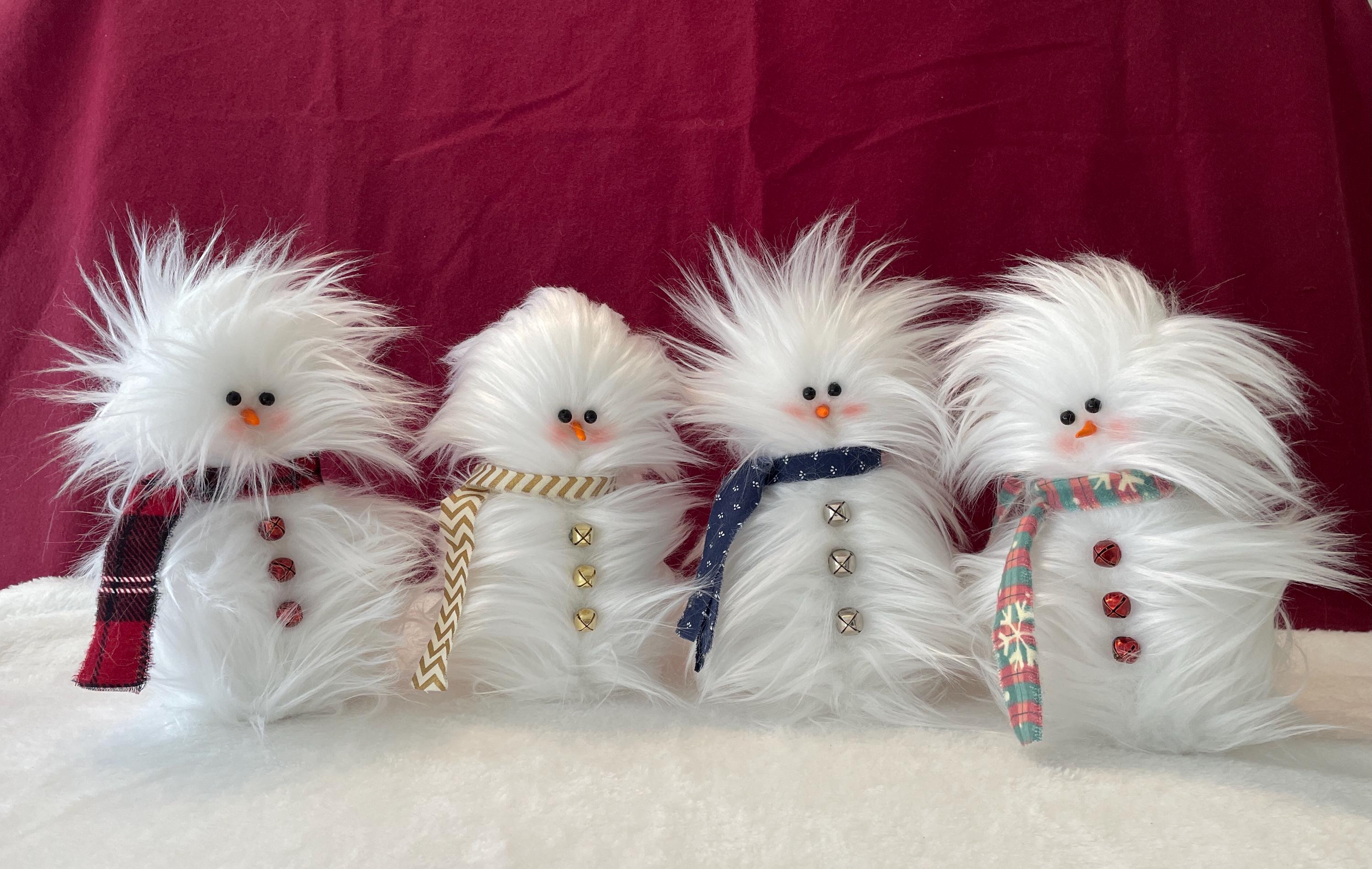 Frazzled Snowman, Cute Unique Fluffy Furry Holiday Decor, Long White ...