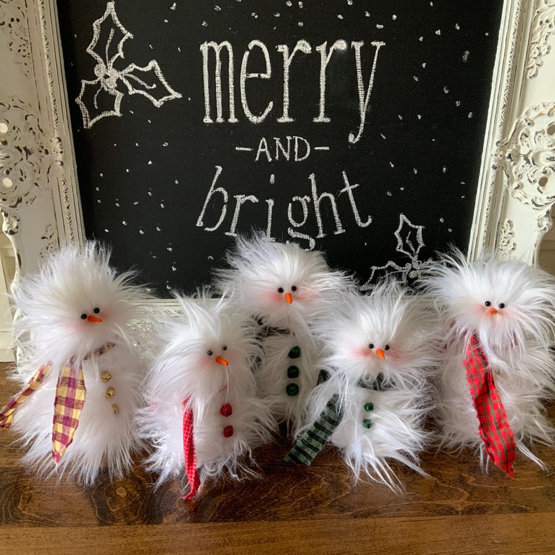 Frazzled Snowman, Cute Unique Fluffy Furry Snowman, Holiday Decor, Long ...