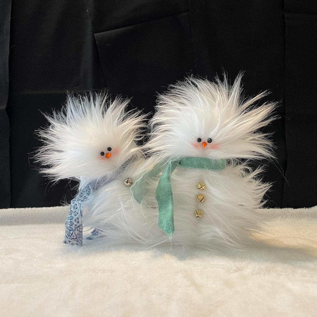 Frazzled Snowman, Cute Fluffy Furry Snowman, Holiday Decor, Long White ...