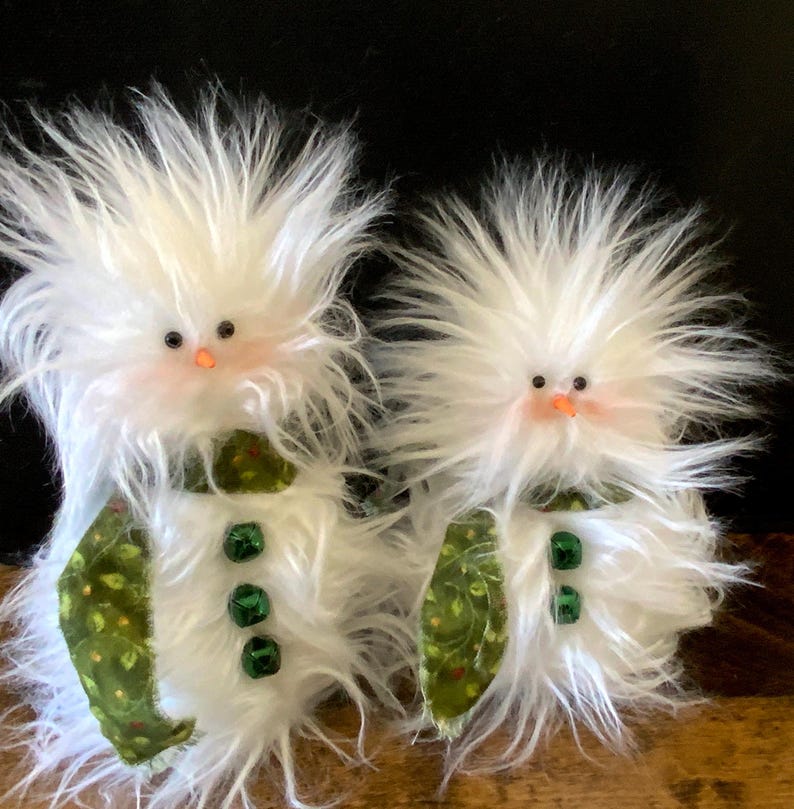 Frazzled Snowman, Cute Unique Fluffy Furry Snowman, Holiday Decor, Long ...