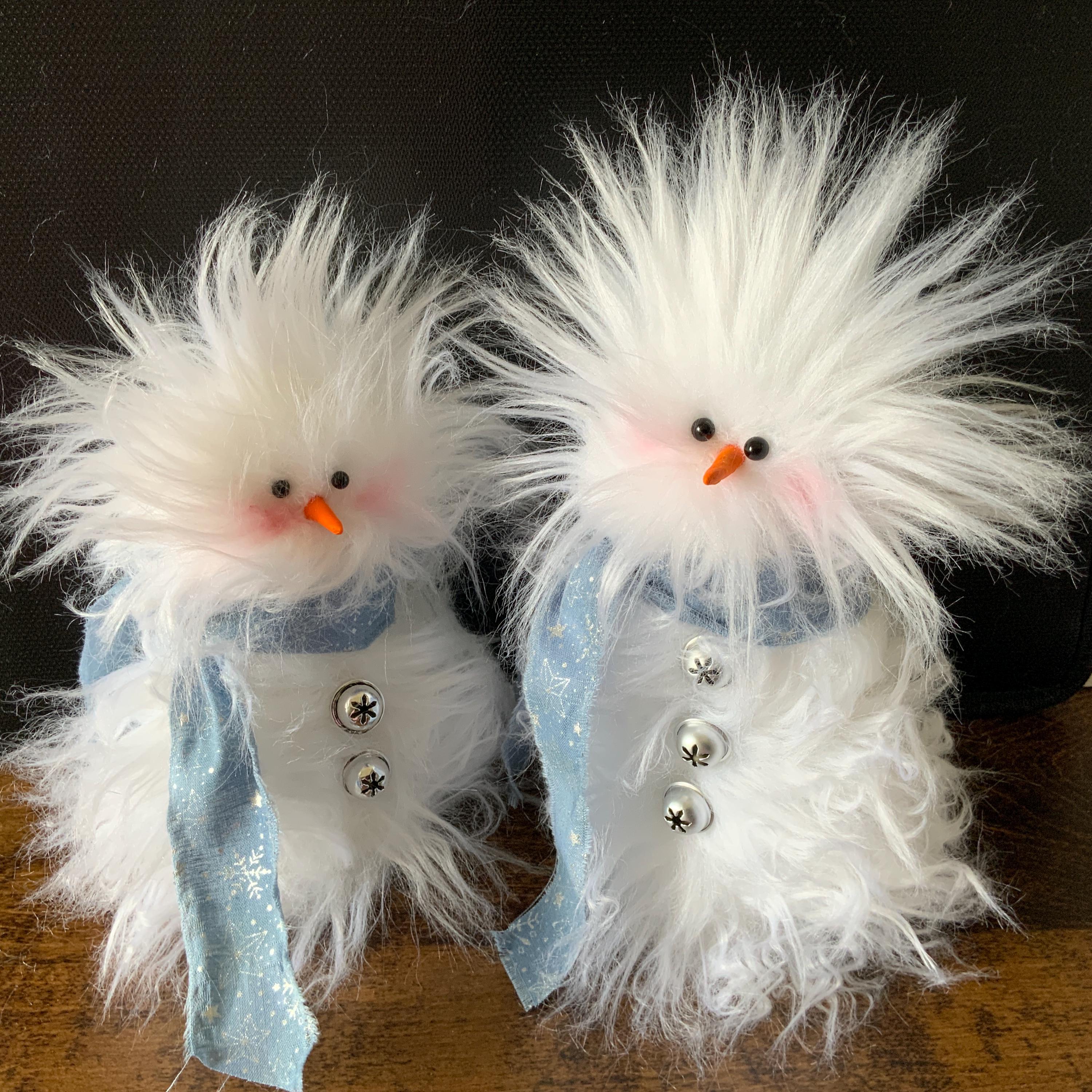Frazzled Snowman, Cute Unique Fluffy Furry Snowman, Holiday Decor, Long ...