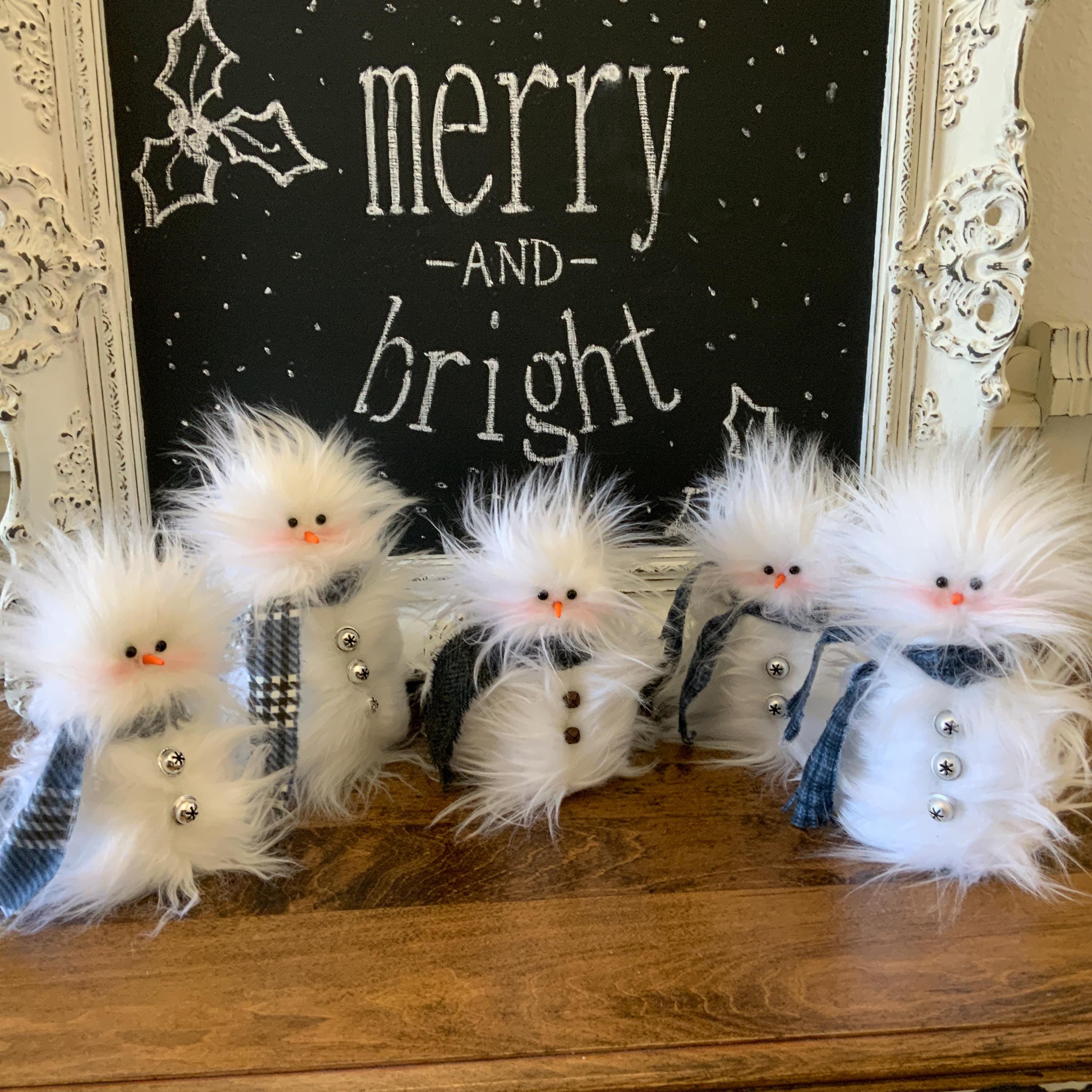 Frazzled Snowman, Cute Unique Fluffy Furry Snowman, Holiday Decor, Long ...
