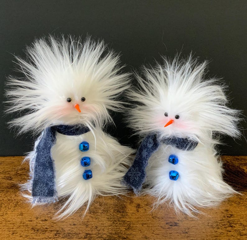 Frazzled Snowman, Cute Unique Fluffy Furry Snowman, Holiday Decor, Long ...