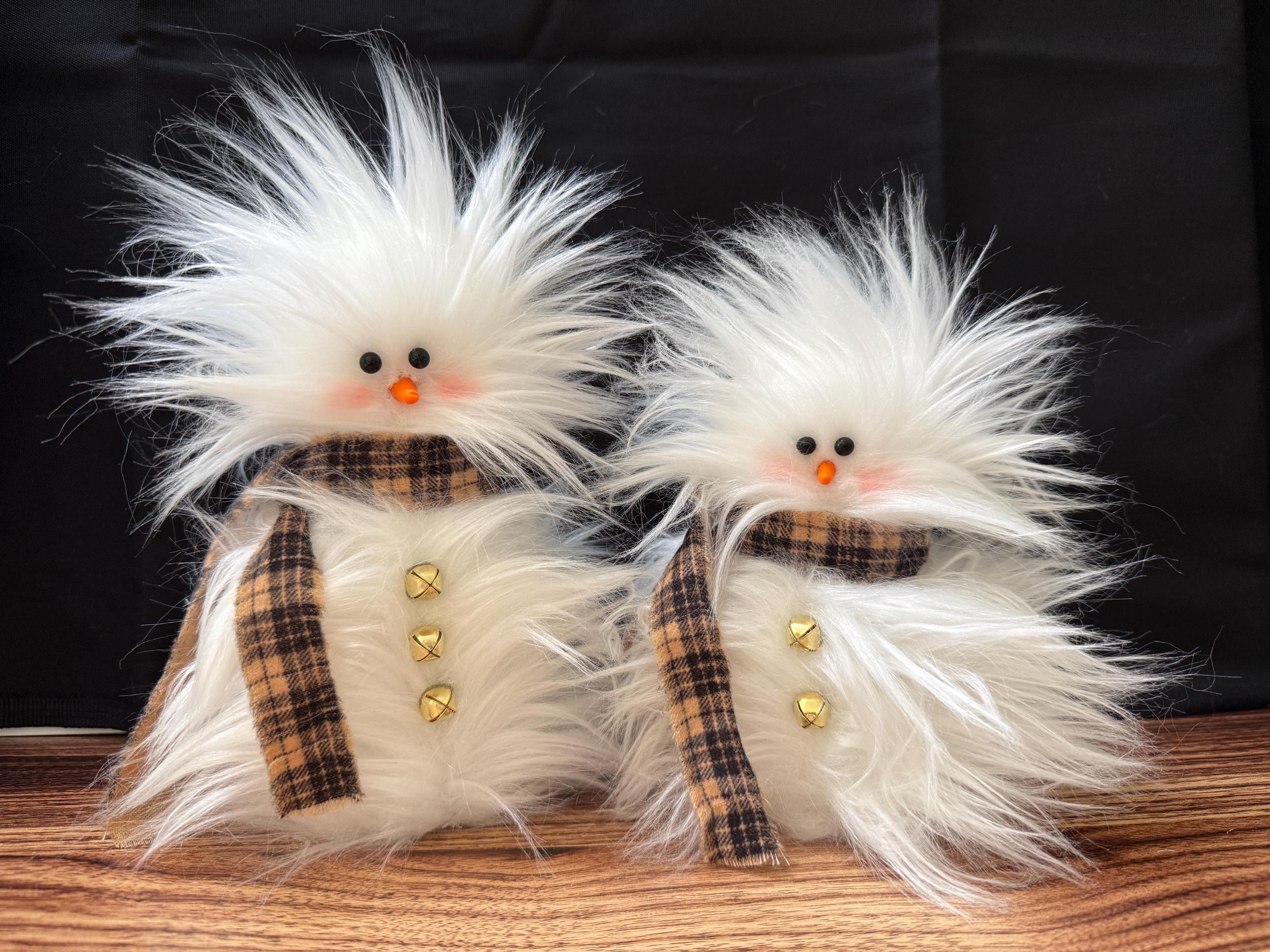 Frazzled Snowman, Cute Unique Fluffy Furry Holiday Decor, Long White ...