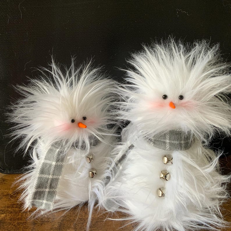 Frazzled Snowman, Cute Unique Fluffy Furry Snowman, Holiday Decor, Long ...